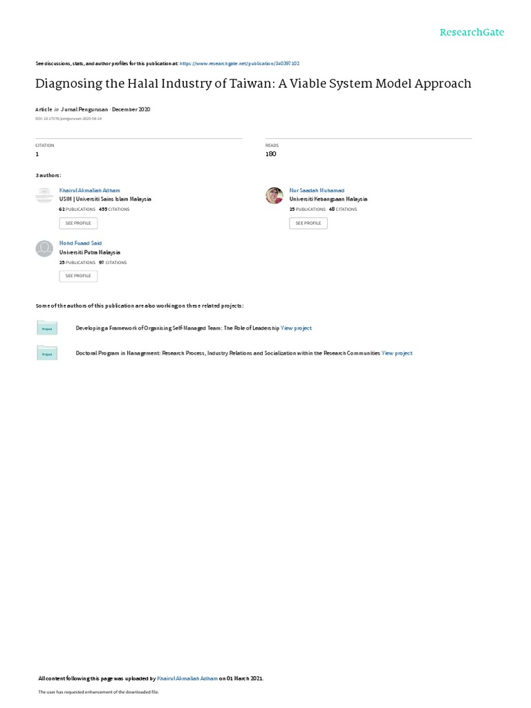 Diagnosing The Halal Industry of Taiwan: A Viable System Model Approach | PDF | Taiwan | Supply ...