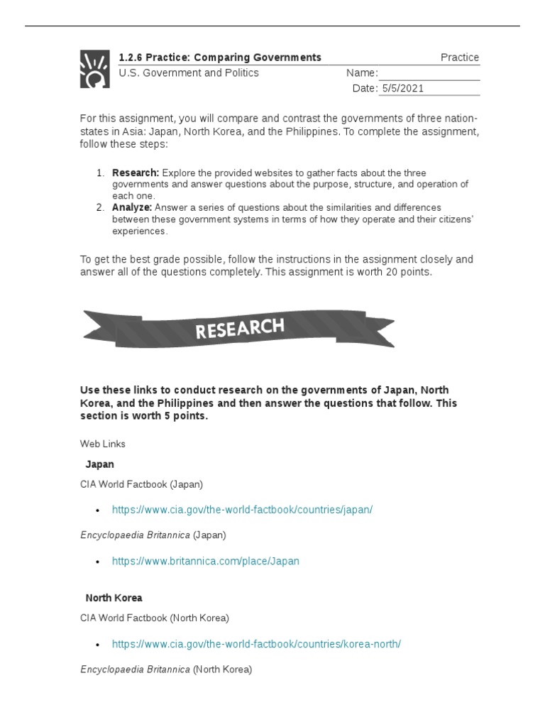 Comparing Governments: Japan, NK, Philippines | PDF | Separation Of ...