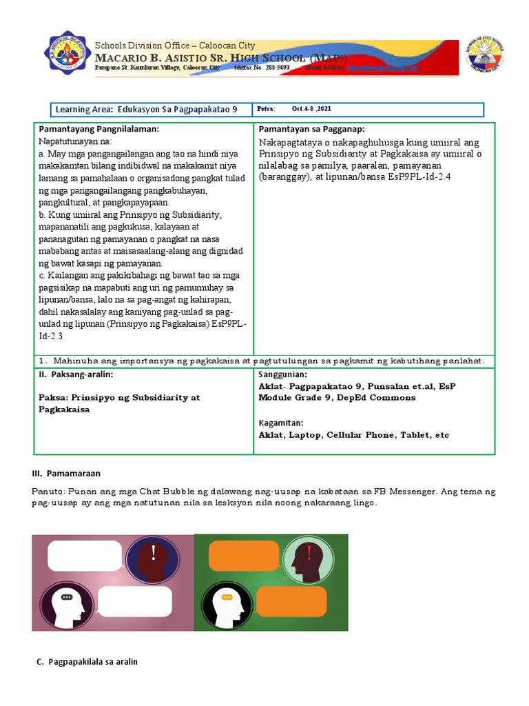 Esp 9 Daily Lesson Plan q1 Week 2 | PDF
