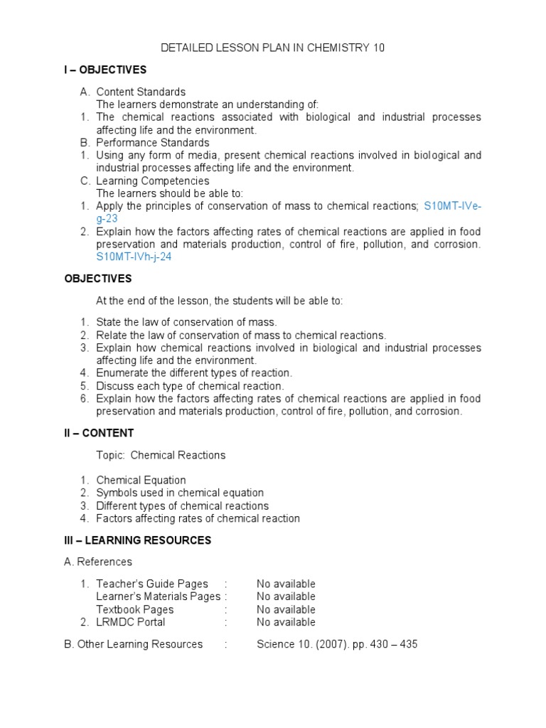 I - Objectives: S10Mt-Ive-G-23 S10Mt-Ivh-J-24 | PDF | Chemical ...