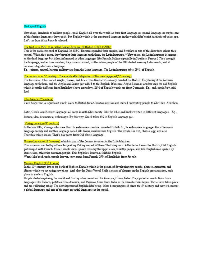 History of English Language | PDF
