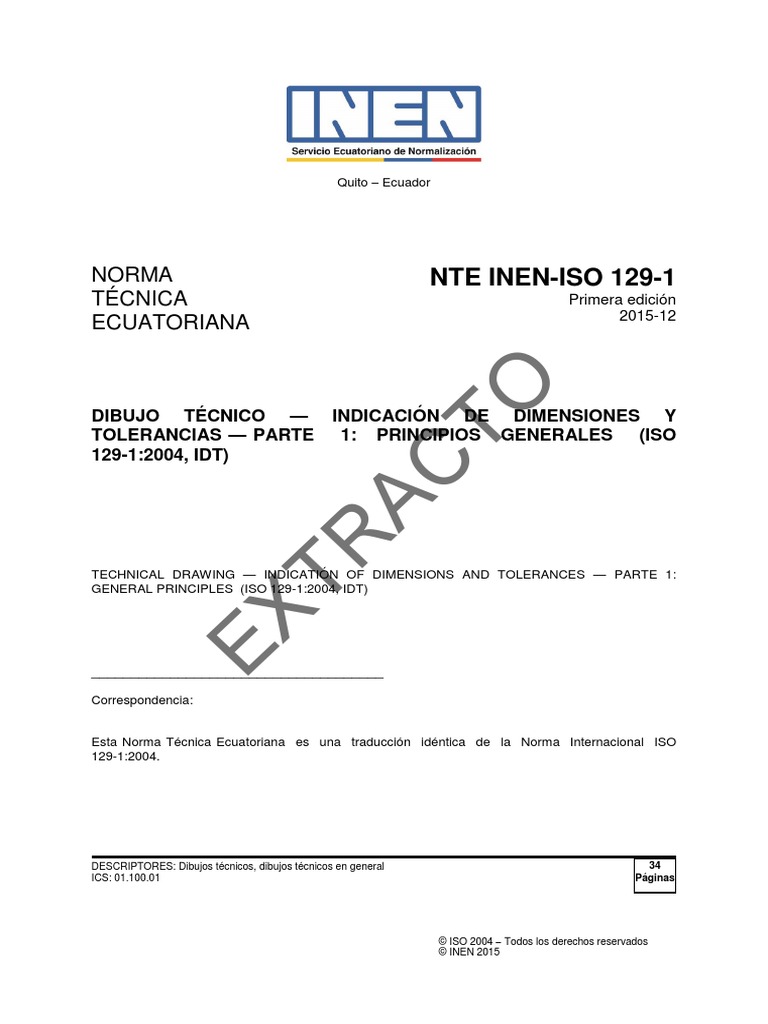 Nte Inen Iso 129 1 Ext | Descargar gratis PDF | Organización ...