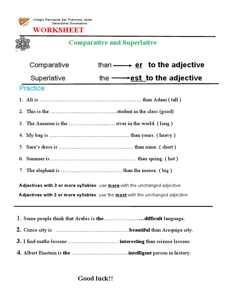 6 Worksheet Comparative and Superlative | PDF