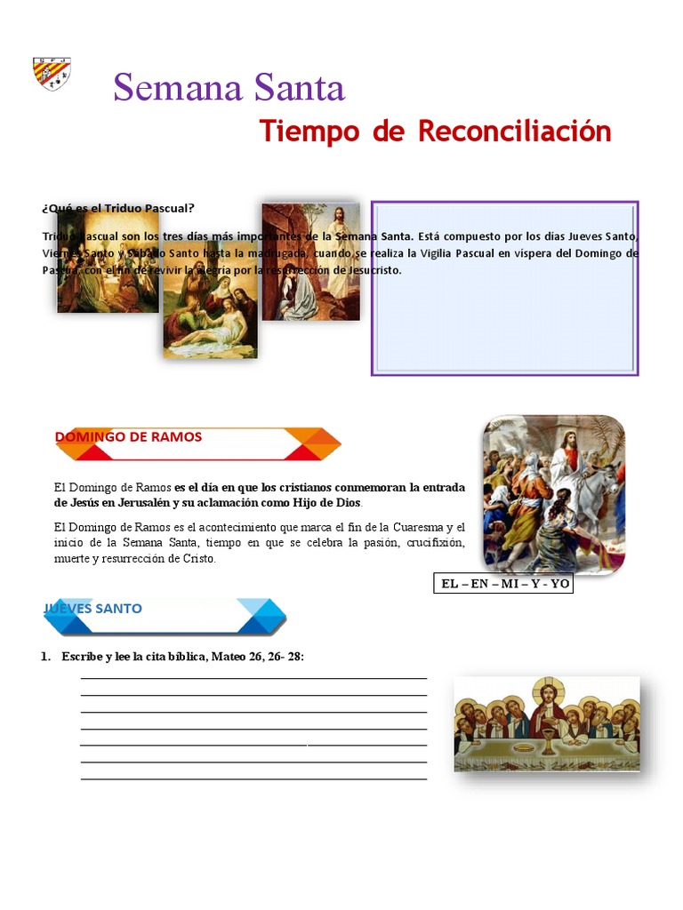 Ficha de Semana Santa Word | PDF | Pascua de Resurrección | Adoración ...