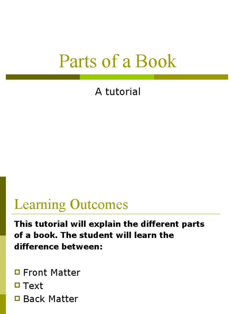 Parts of A Book | PDF | Book Design | Books