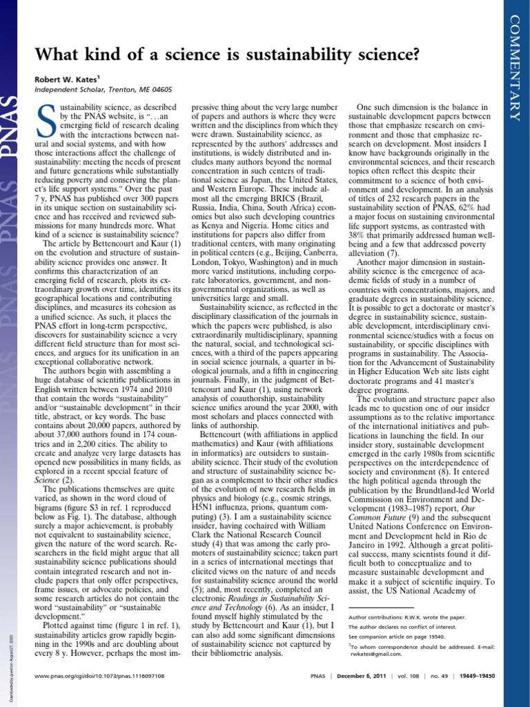 What Kind of A Science Is Sustainability Science?: Independent Scholar ...