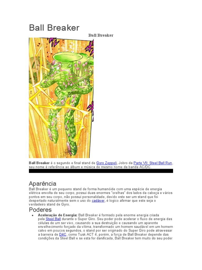 Ball Breaker: Stand de Gyro Zeppeli | PDF