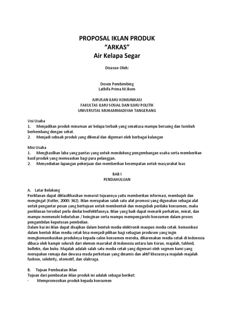 Proposal Iklan Produk ARKAS | PDF