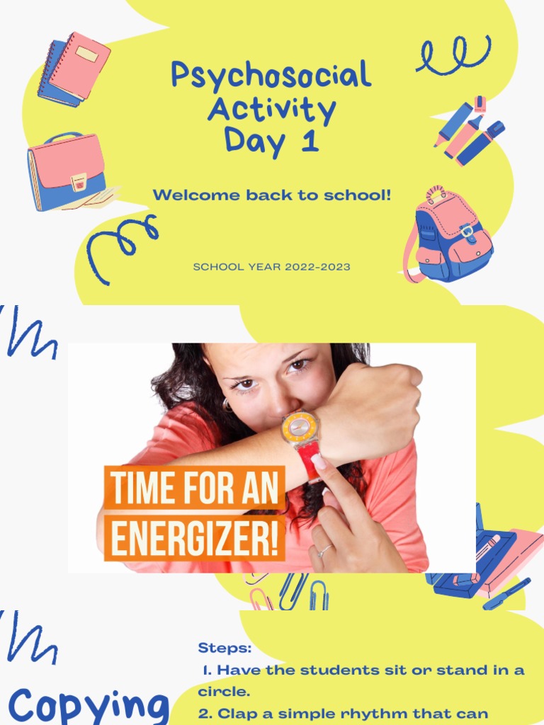 Psychosocial Activity Day 1: Welcome Back To School! | PDF