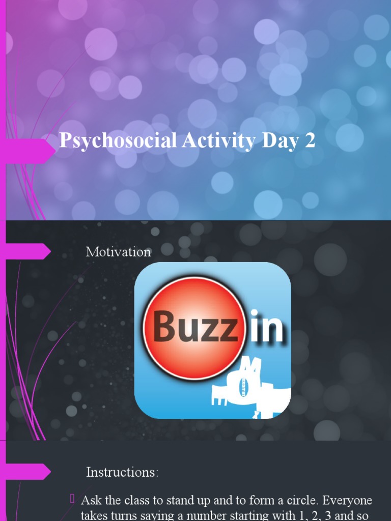 Psychosocial Activity: Relaxation & Game | PDF | Self-Improvement