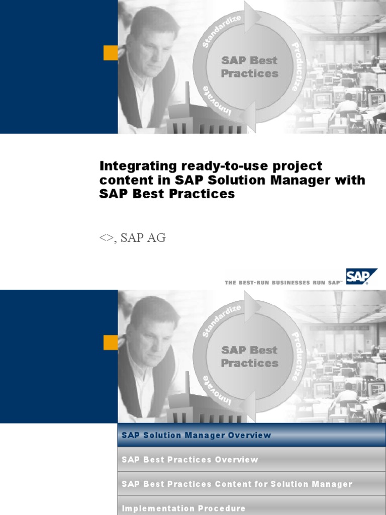 Integrating Ready-To-Use Project Content in SAP Solution Manager With SAP Best Practices | PDF ...