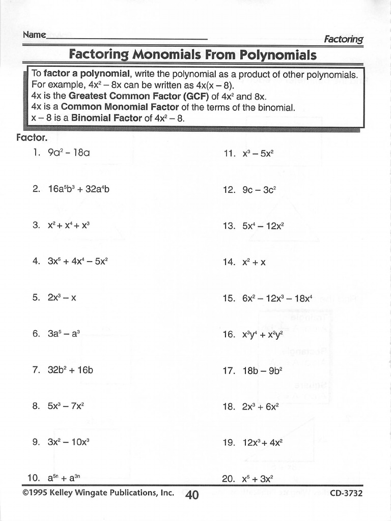 EP - Factoring Monomials - Kelley Wingate - 1995 | PDF