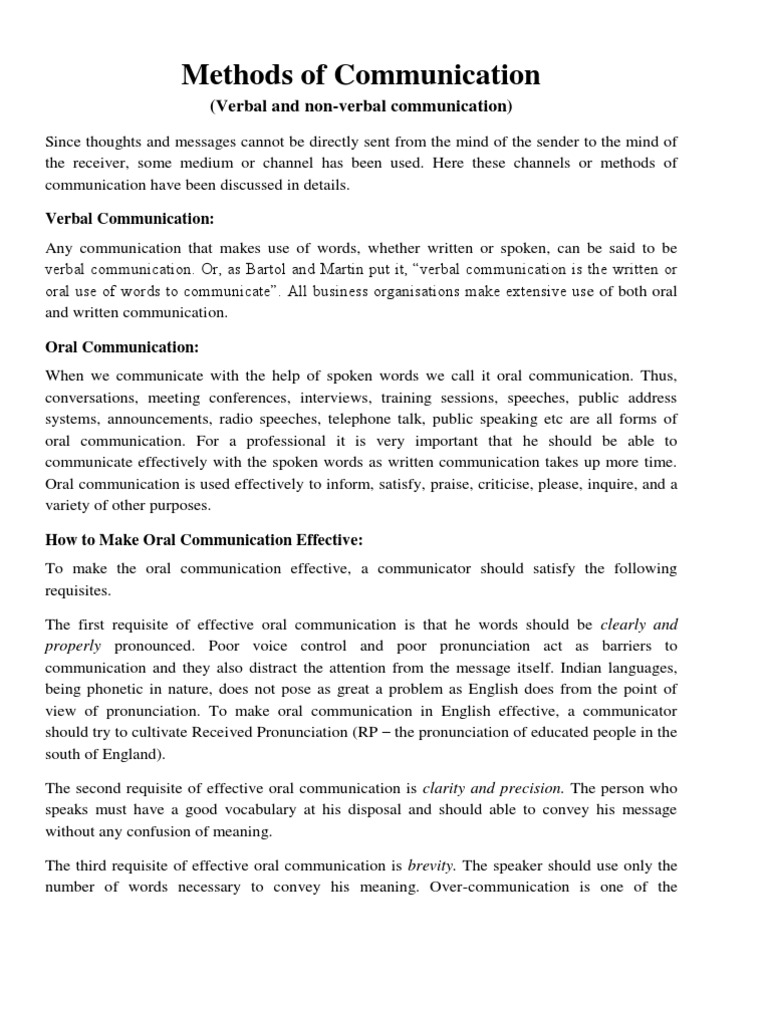 Verbal vs Non-Verbal Communication | PDF | Nonverbal Communication ...
