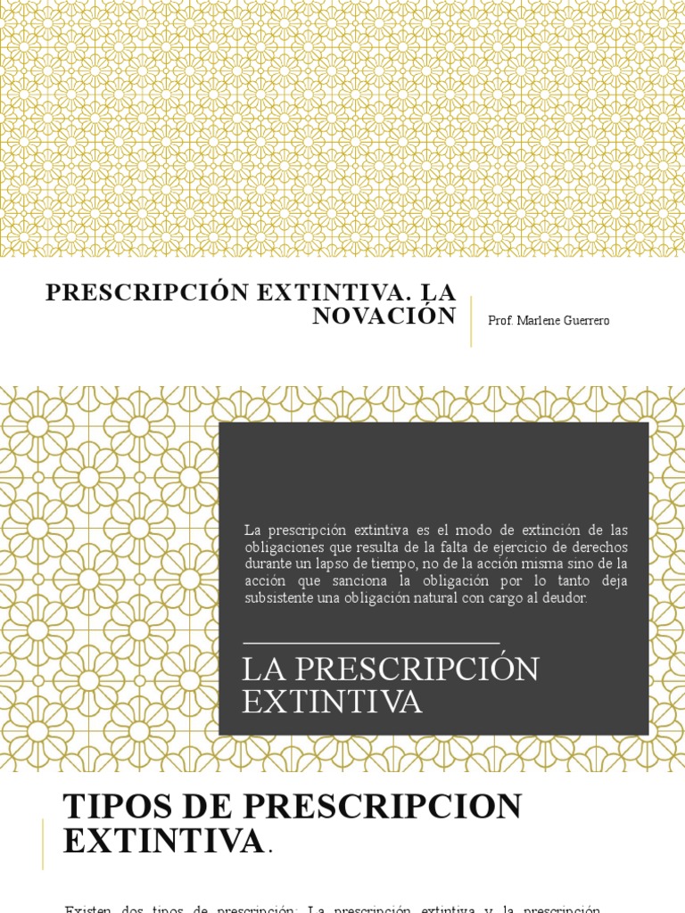 Prescripcion Extintiva y La Novacion | PDF | Estatuto de limitaciones | Pagos