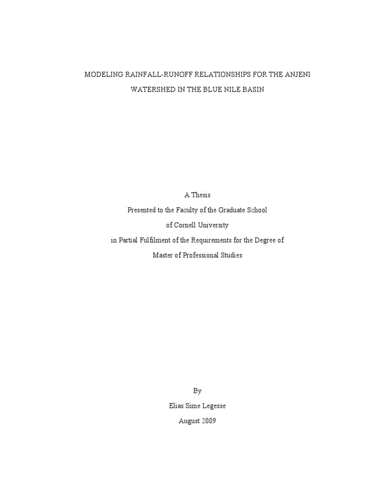 (Anjeni) Modeling Rainfall-Runoff Relationships For The Anjeni ...