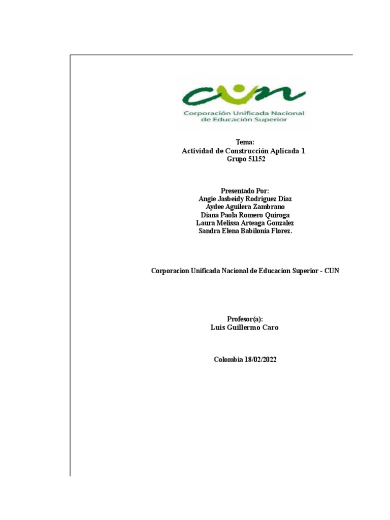 Actividad Aca 1 Primera Entrega 51152 | PDF