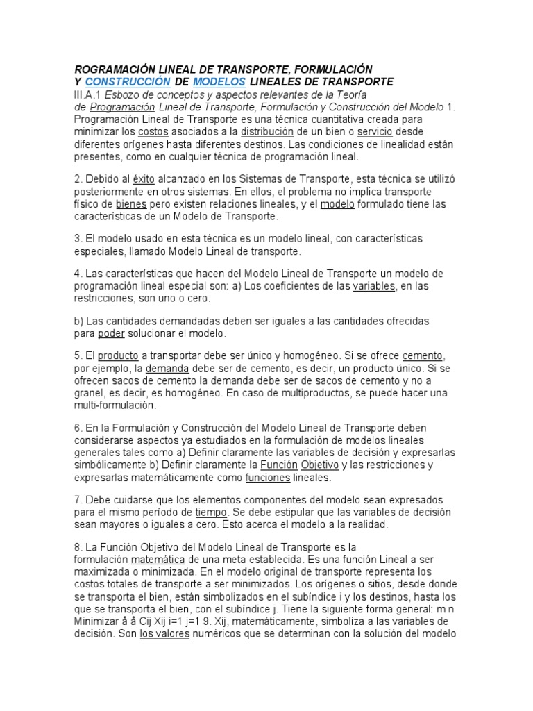 Modelos de Transporte en Programación Lineal | PDF | Programación ...