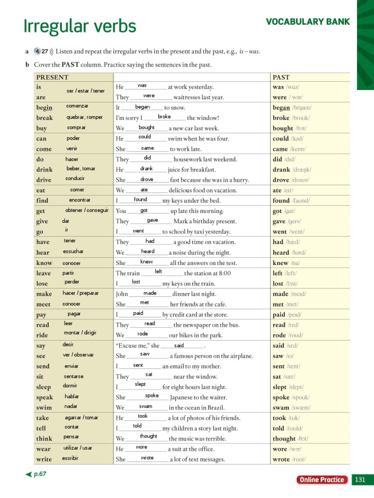 Irregular Verbs | PDF