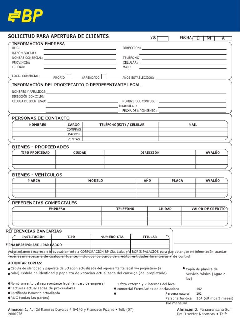 Solicitud de Apertura de Cliente PDF | PDF | Economias | Business