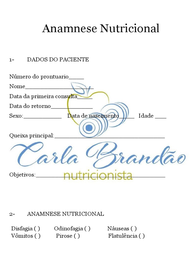 Anamnese Nutricional | PDF