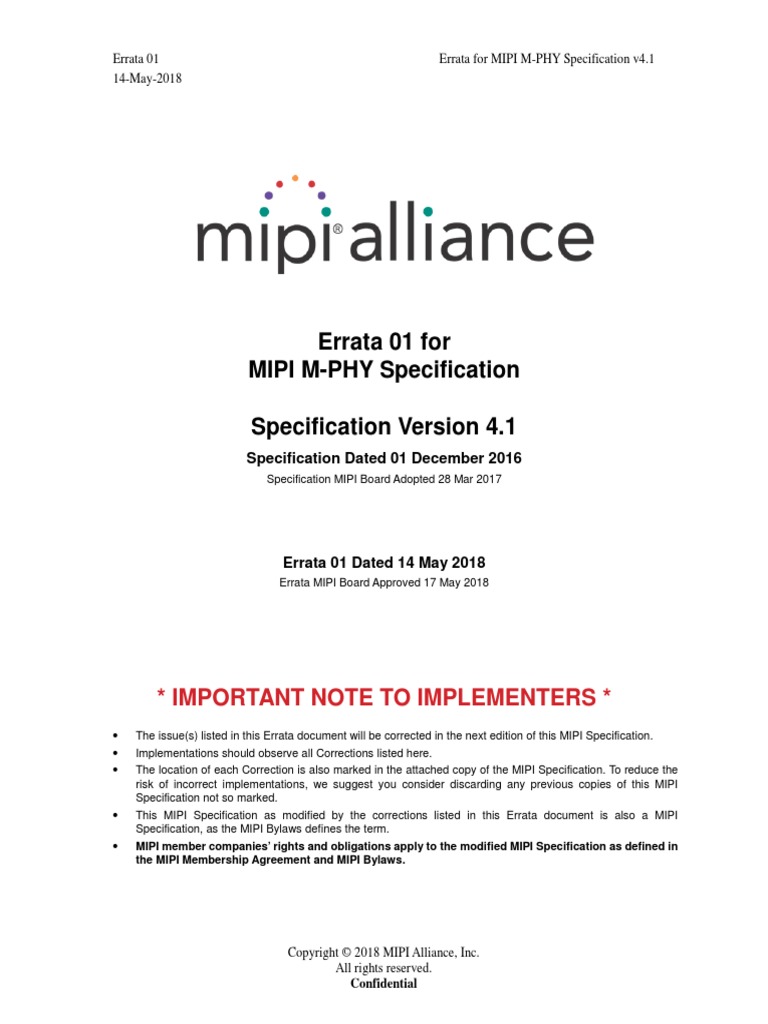 Mipi M-PHY Specification V4-1-Er01 | PDF | Intellectual Property ... Mipi M-PHY Specification V4-1-Er01 | PDF | Intellectual Property ...