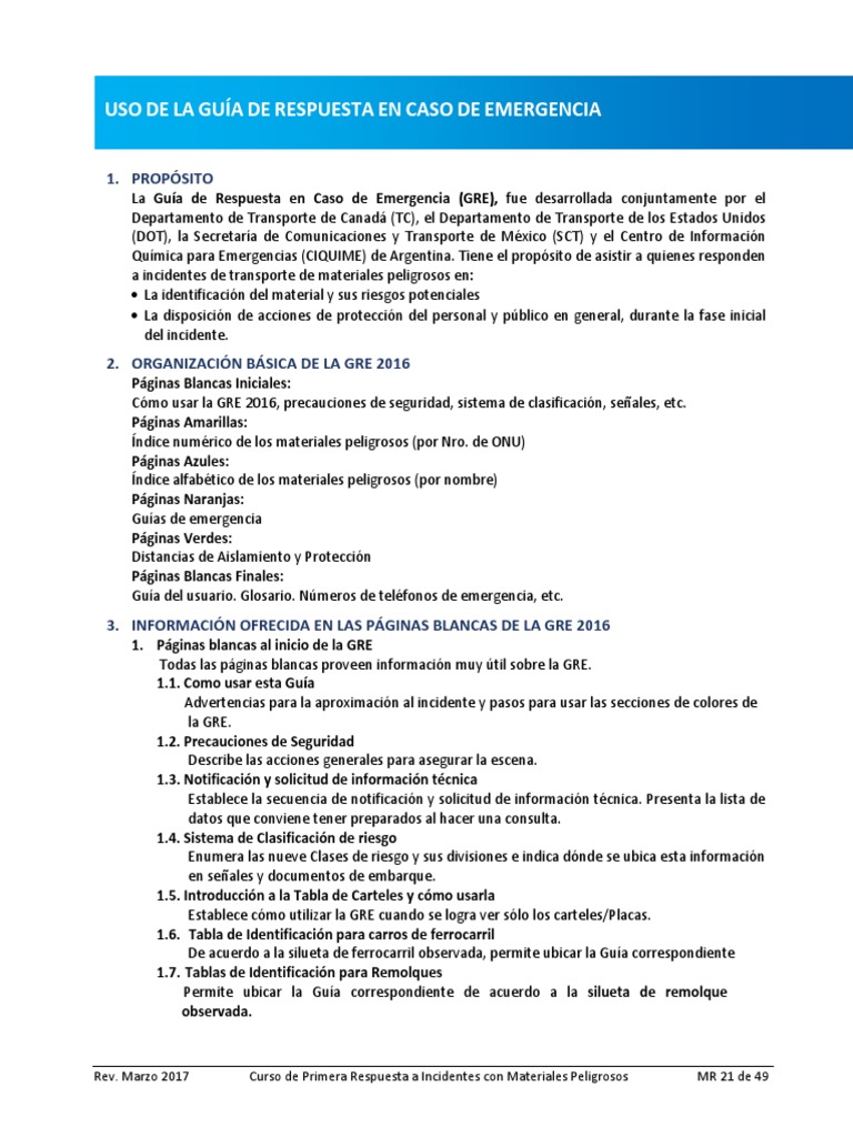 Leccion 3-Uso de La Guía de Respuesta en Caso de Emergencia | PDF ...