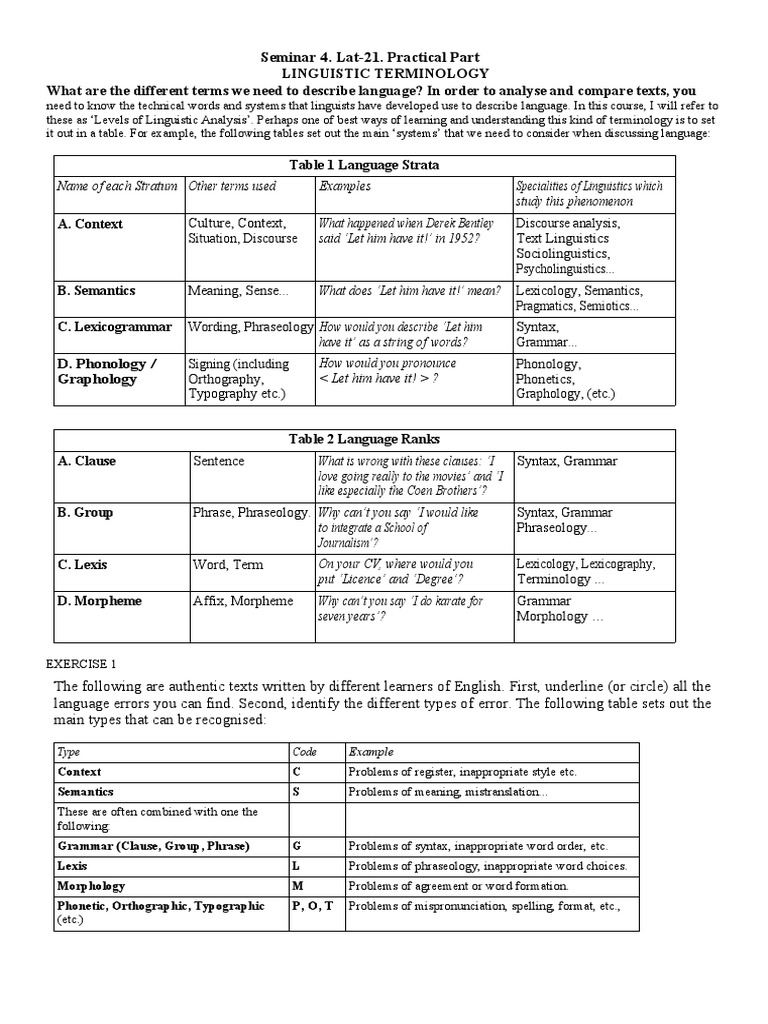 Semanar 4. Practical Part. Lat-21. | PDF | Linguistics | Word