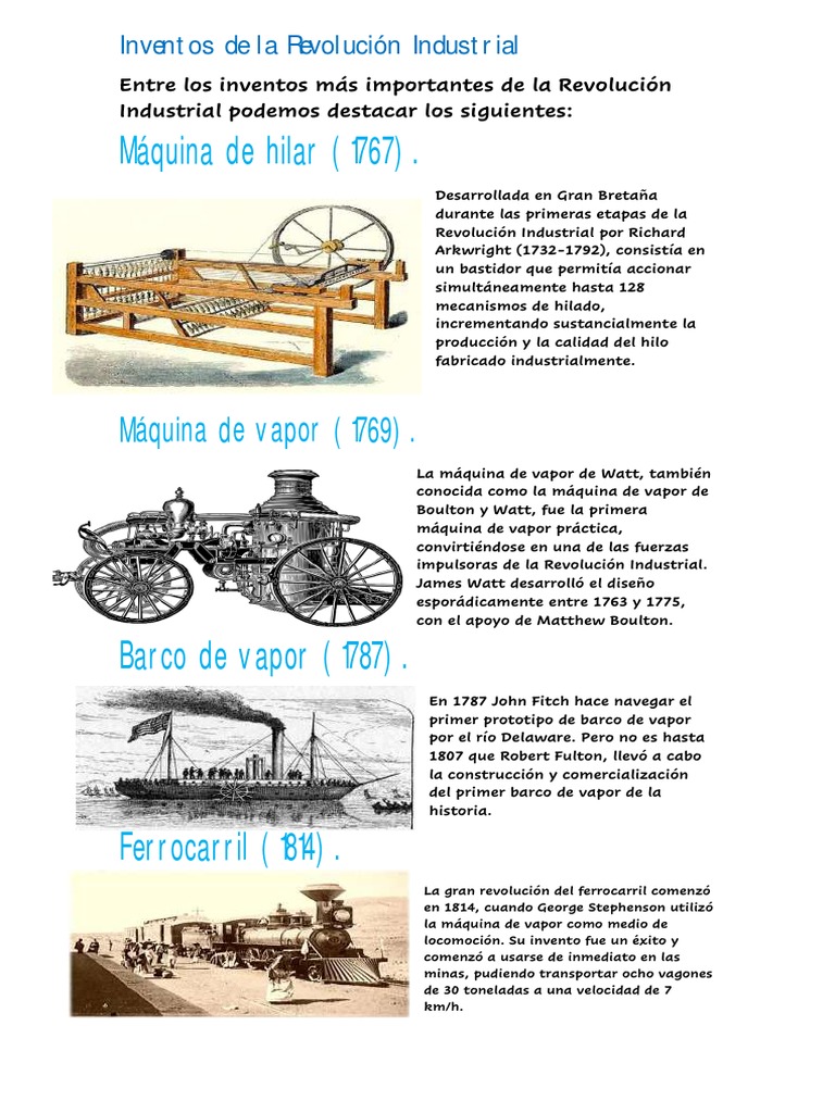 Inventos Clave de la Revolución Industrial | PDF | Revolución industrial | Máquina de vapor