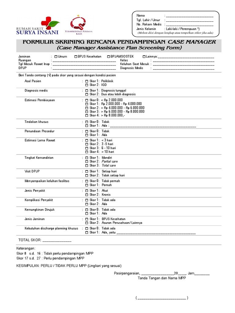 Form A MPP - SCREENING | PDF