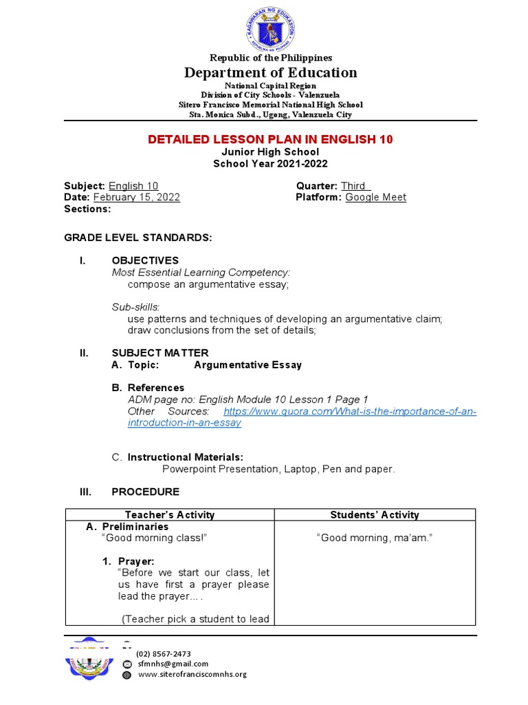 LESSON 2-DLP ENGLISH 10 | PDF | Essays | Social Media