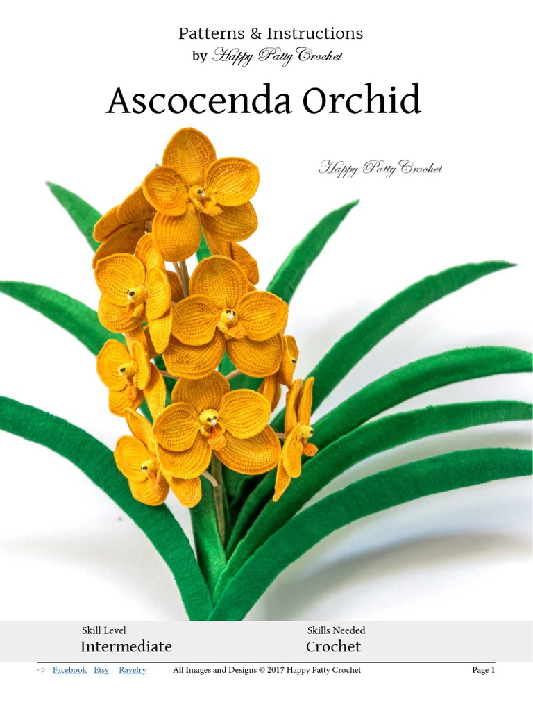 Ascocenda Orchid - Eng HappyPattyCrochet | PDF | Crochet | Adhesive