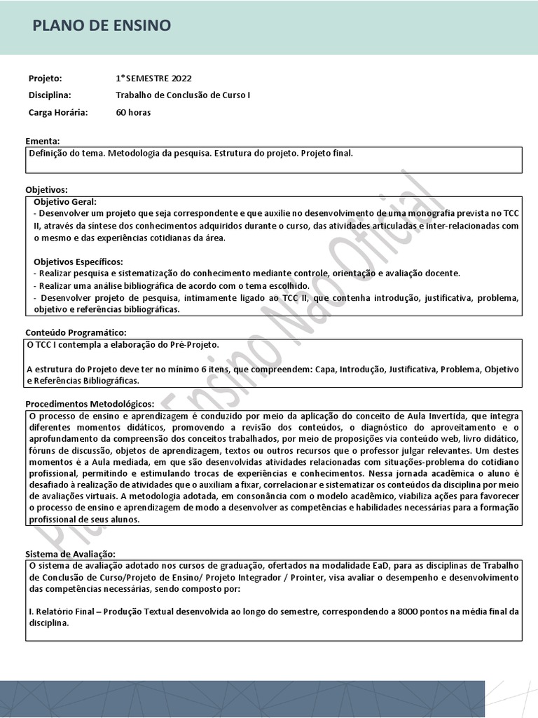 Plano de Ensino | PDF | Science | Cognição