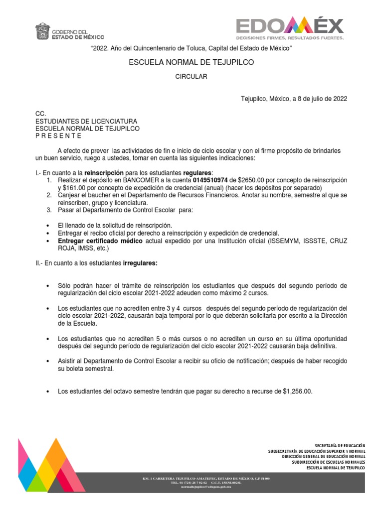 Circular de Fin de Curso | PDF