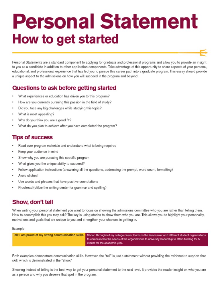 Personal Statement - Asu Format | PDF | Question | Leadership
