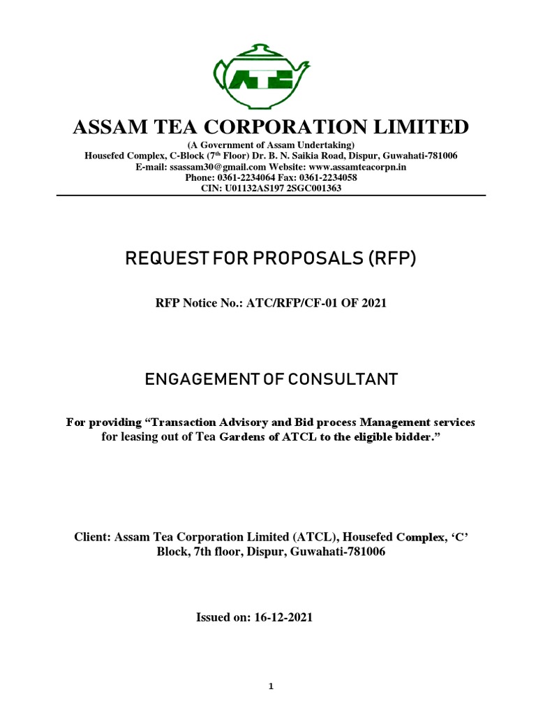 Tender Document | PDF | Request For Proposal | Consultant