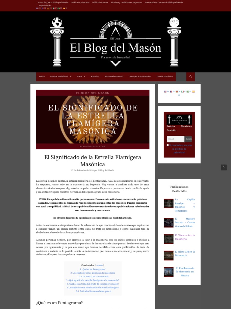 El Significado de La Estrella Flamígera Masónica El Blog Del Mason ...