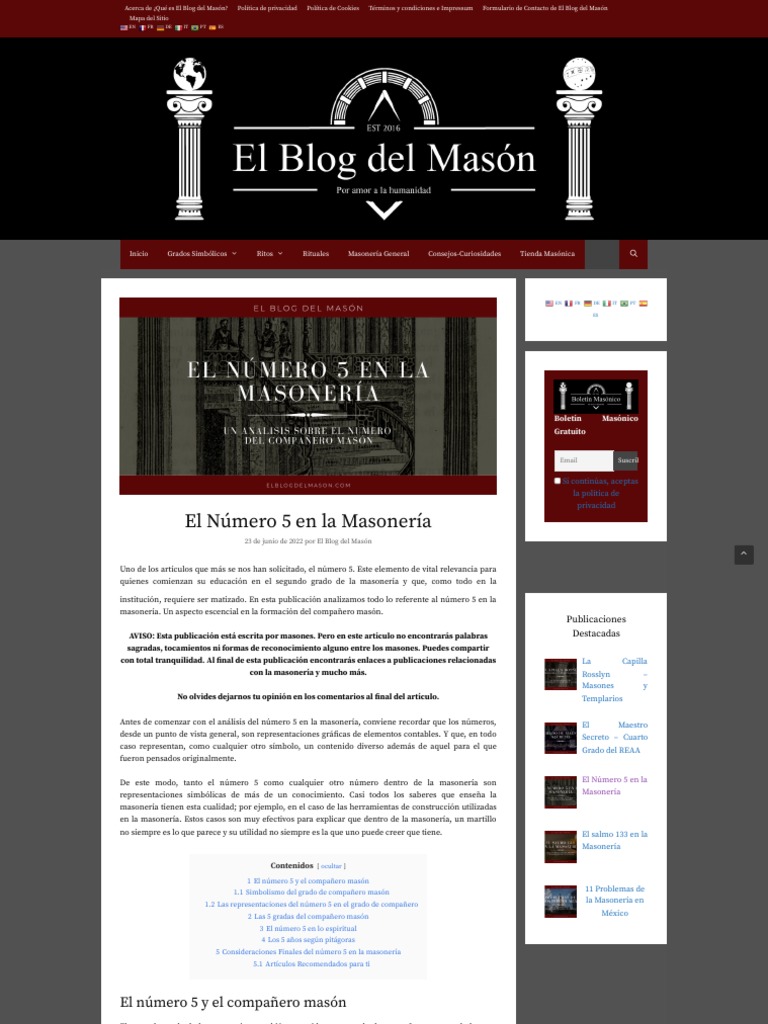 El Número 5 en La Masonería El Blog Del Mason | PDF | Masonería