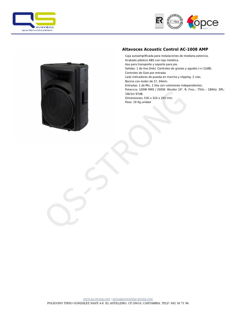 Altavoces Acoustic Control Ac 1008 Amp | PDF