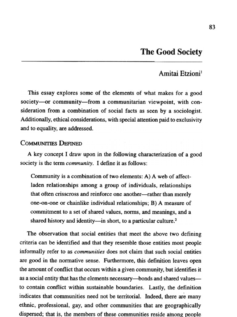 The Good Society: Etzioni I | PDF | Value (Ethics) | Economic Inequality