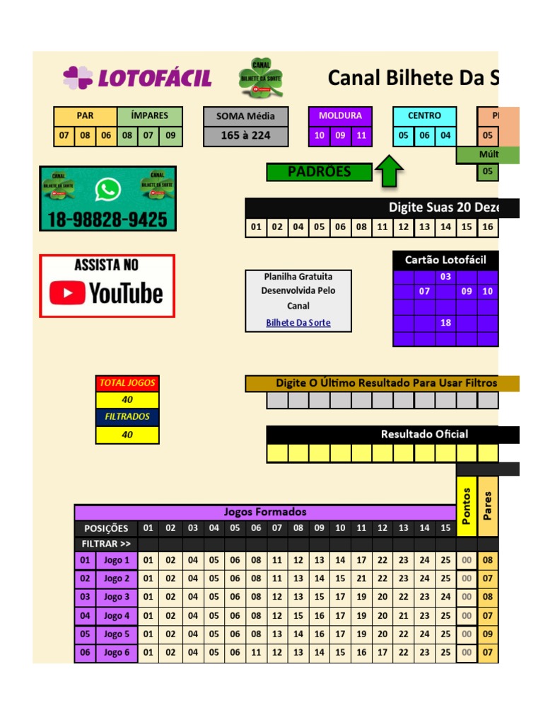 Bilhete da Sorte Lotofácil | PDF