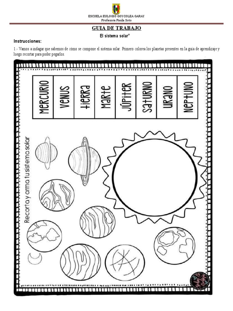 Hojas De Trabajo Sobre Los Planetas En Formato Pdf
