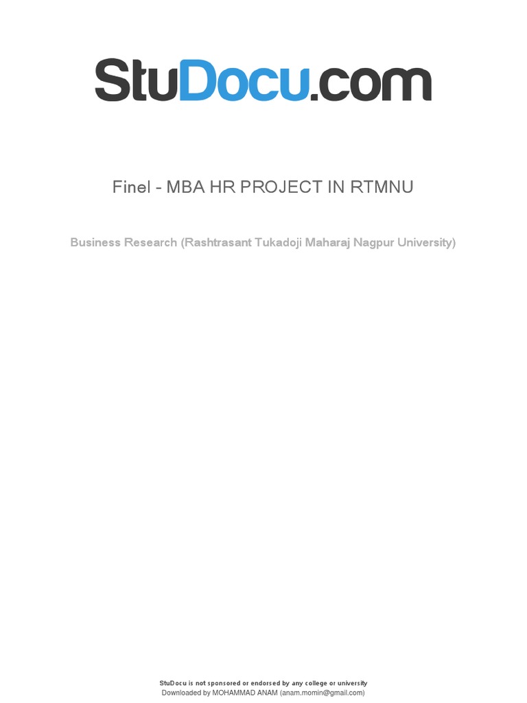 Finel Mba HR Project in Rtmnu | PDF | Human Resource Management ...