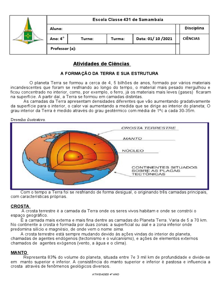 A Estrutura Interna da Terra e suas Principais Camadas | PDF | Terra | Crosta (Geologia)