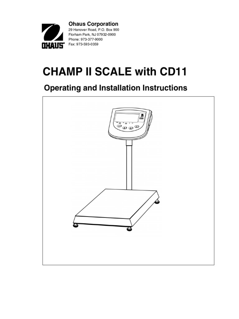 Champ Ii Scale With Cd11: Operating and Installation Instructions ...