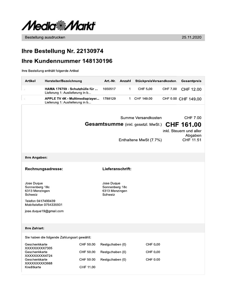 Apple TV Invoice | PDF