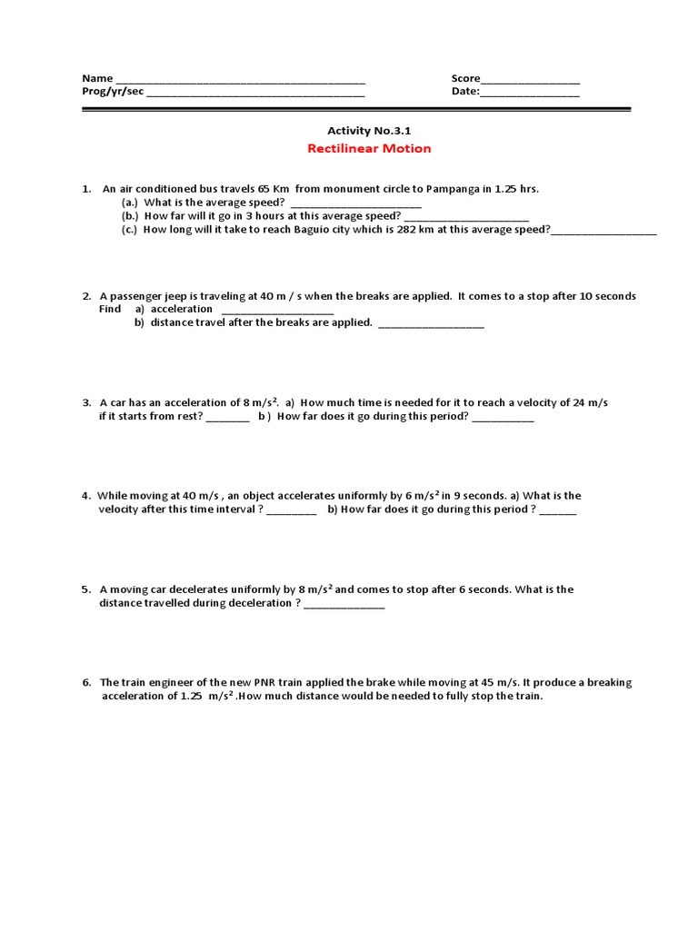 Activity 3 Motions | PDF | Acceleration | Speed