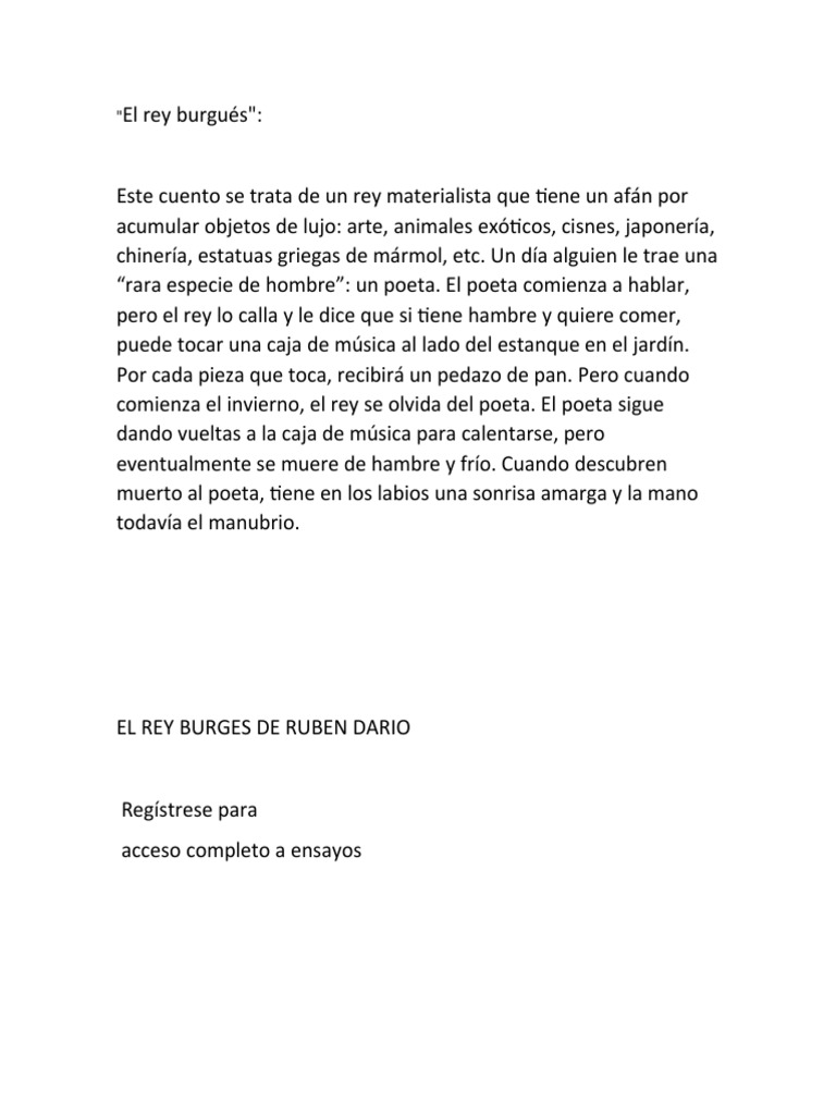 El Rey Burgués: Resumen y Análisis | PDF