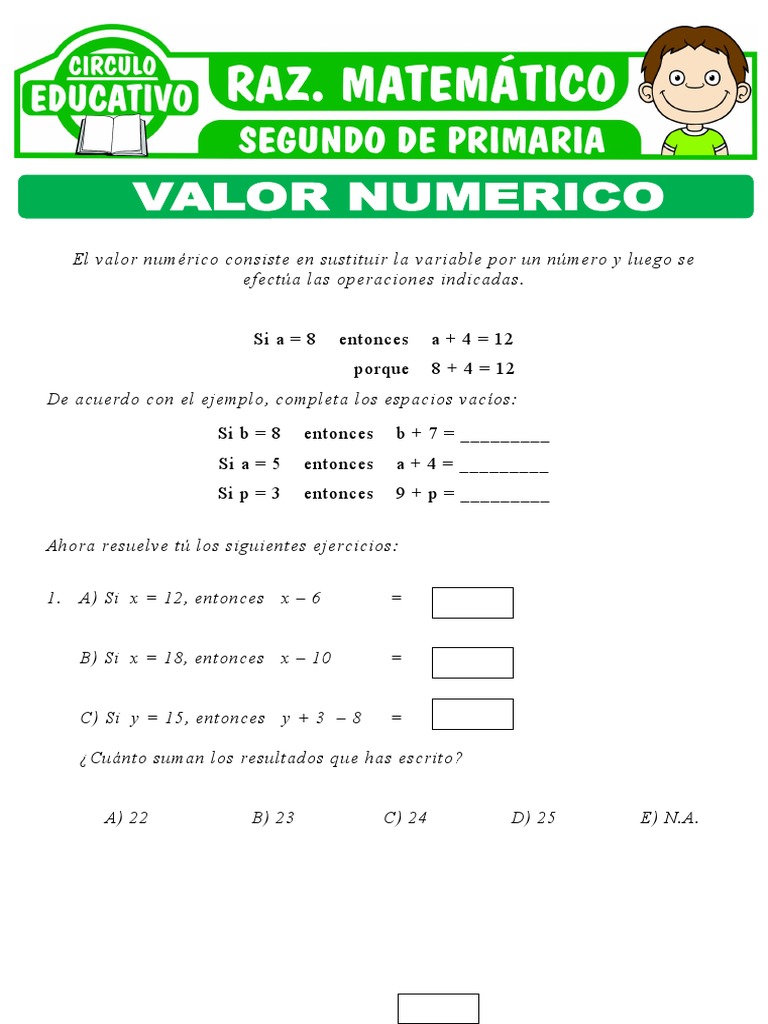Valor Numerico para Segundo de Primaria | PDF