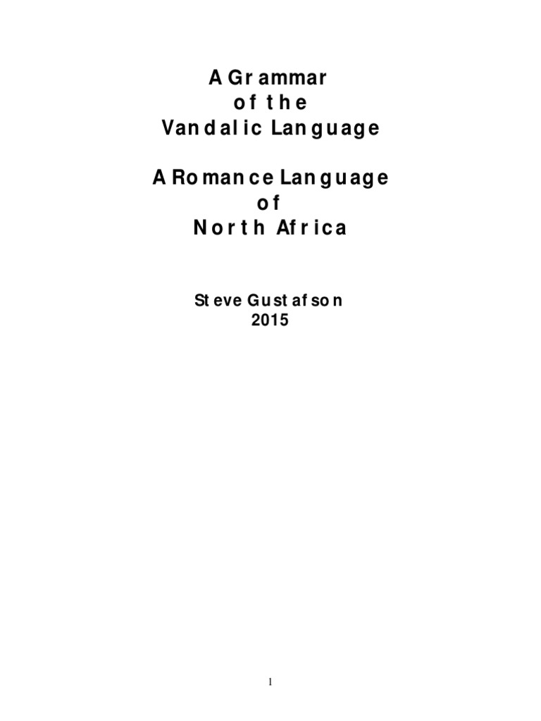 Grammar of the Vandalic Language | PDF | Grammatical Gender | Verb