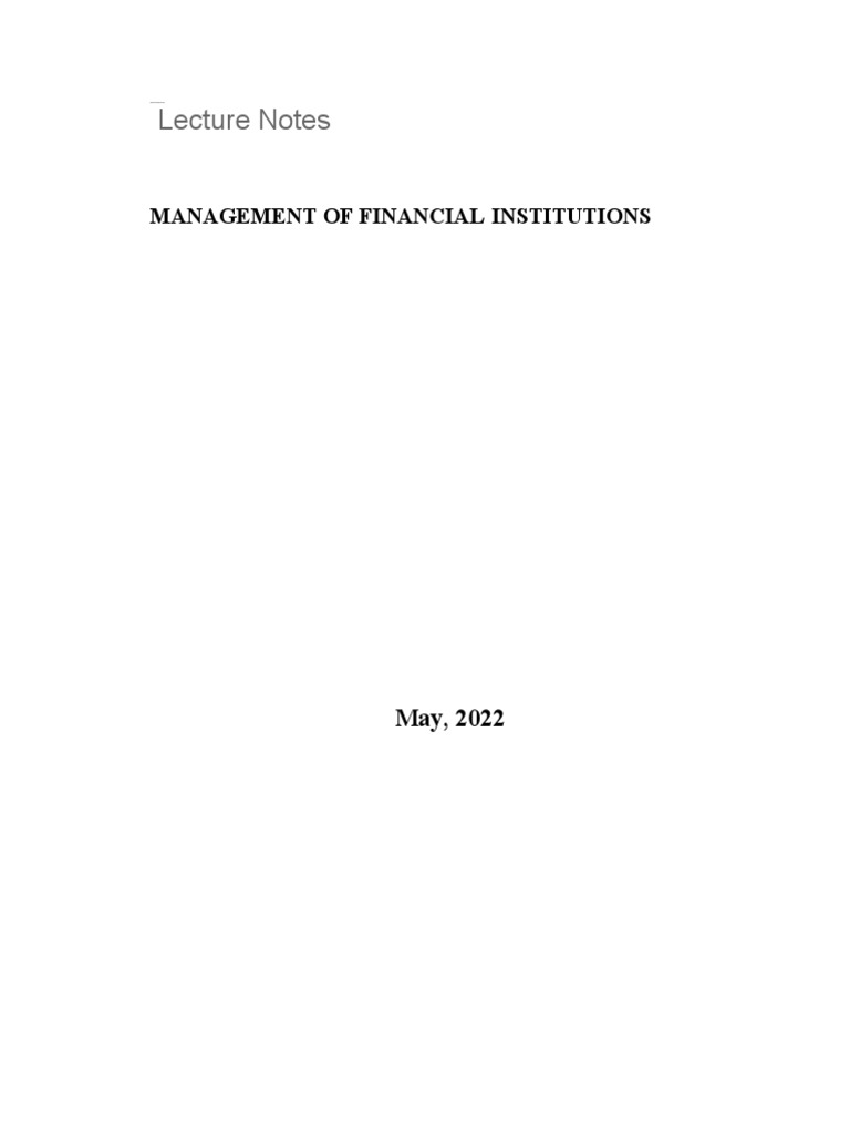 Management of Financial Institutions Lecture-Notes | PDF